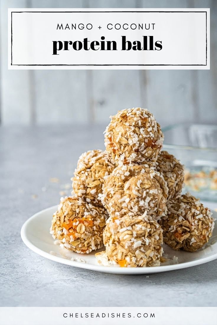 Bite-Sized Mango Coconut Protein Balls - Chelsea Dishes