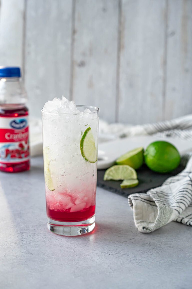 Sparkling Cranberry Mocktail with Lime - Chelsea Dishes