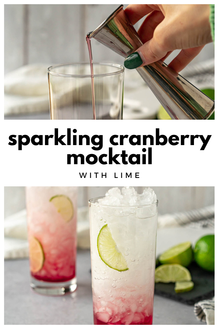 Sparkling Cranberry Mocktail with Lime - Chelsea Dishes